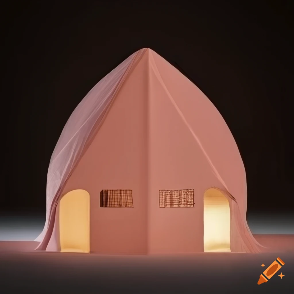 Tenderly designed hut covered with fabrics on Craiyon