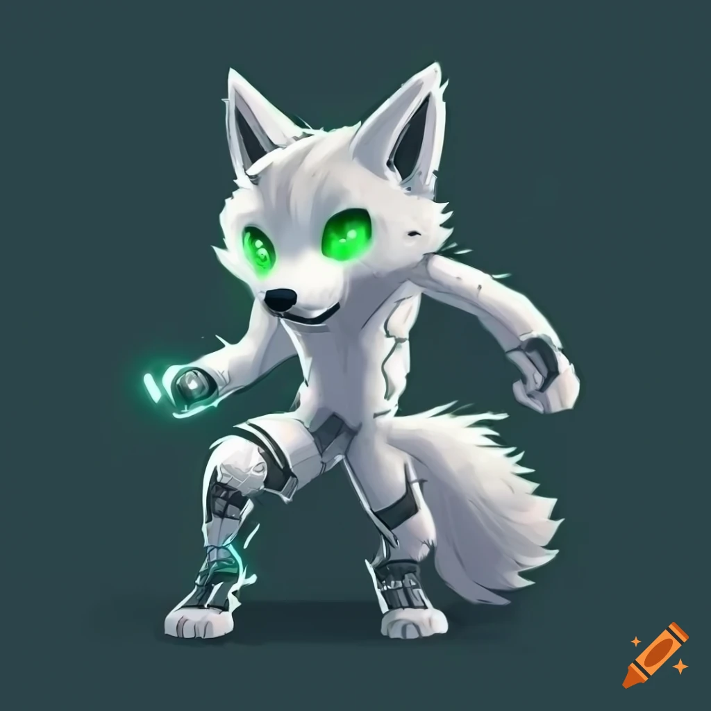 Stylized quadrupedal cyborg wolf in a realistic depiction on Craiyon