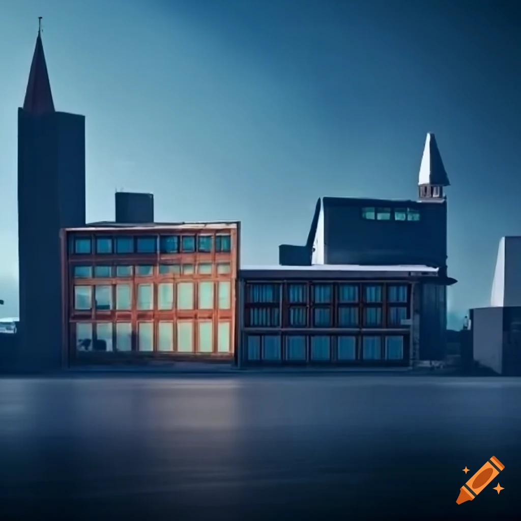 Front view of a factory building