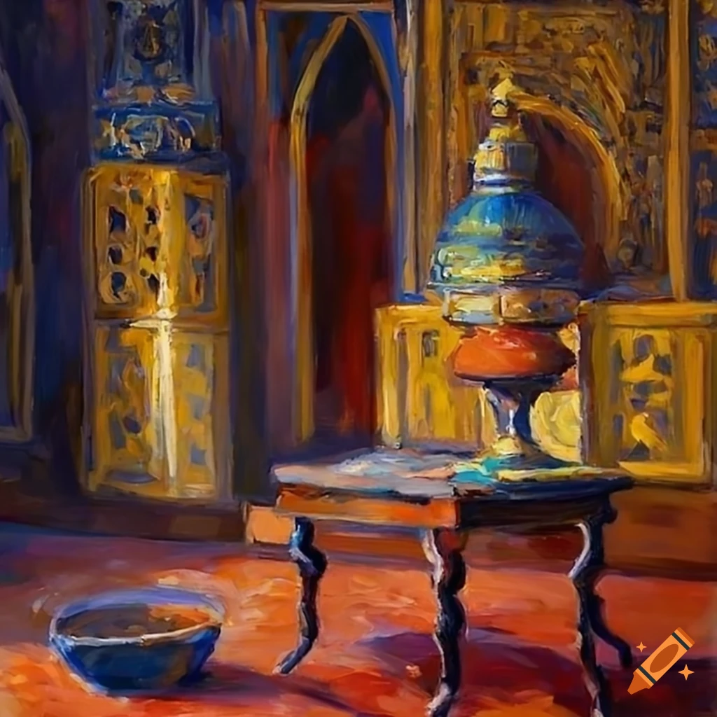 Impressionist painting of moroccan table on Craiyon