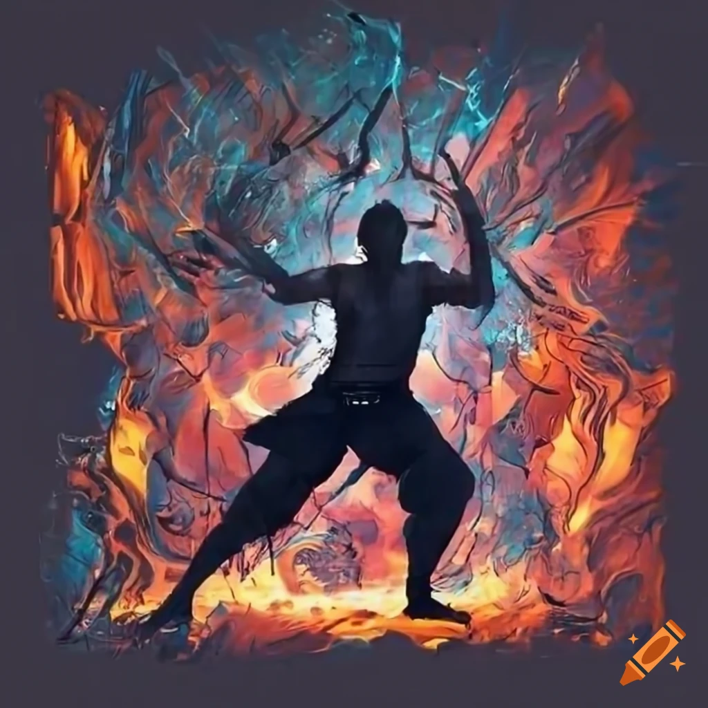 Dynamic abstract artwork of a man in motion on Craiyon