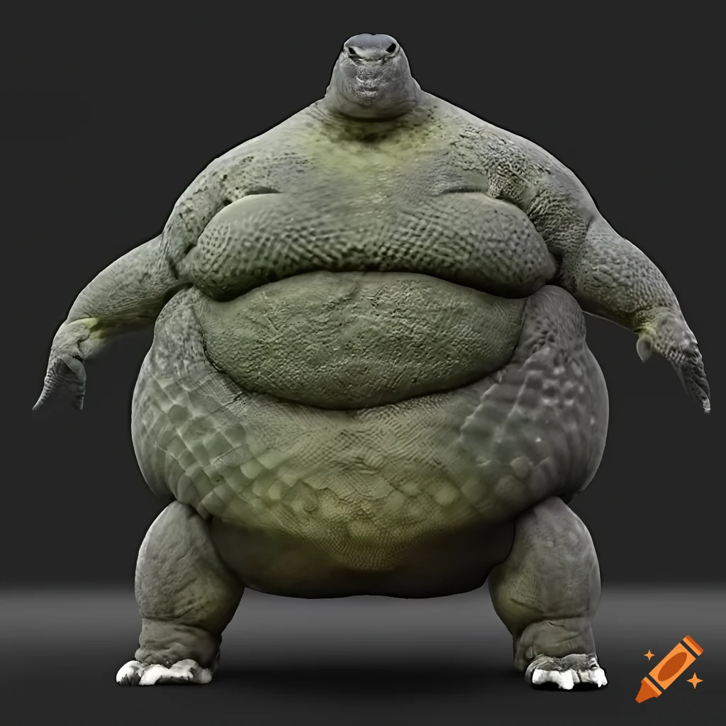 A fat godzilla with a distinctive belly button on Craiyon