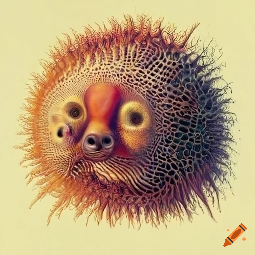 Illustration of playful animal furballs on Craiyon