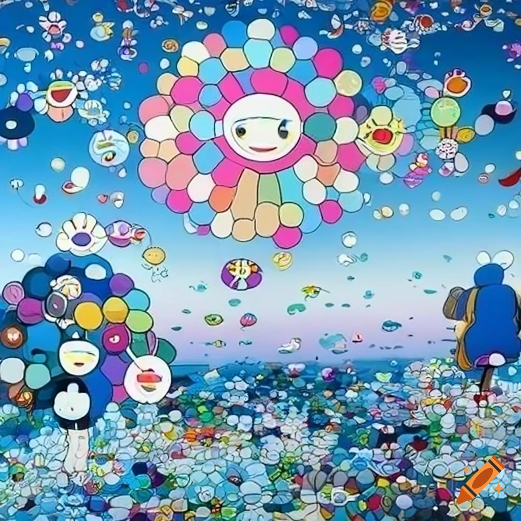 Artwork collaboration by chiho aoshima and takashi murakami on Craiyon