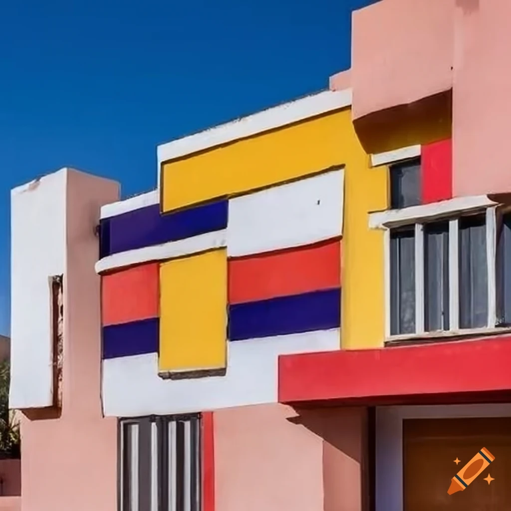Marrakech media houses with De Stijl design style on Craiyon