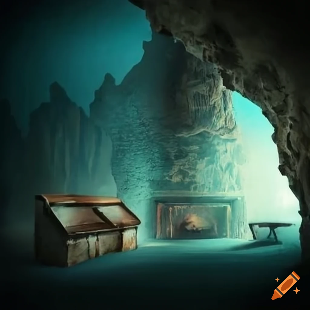 Creepy cave crypt with wooden coffins and torches on Craiyon