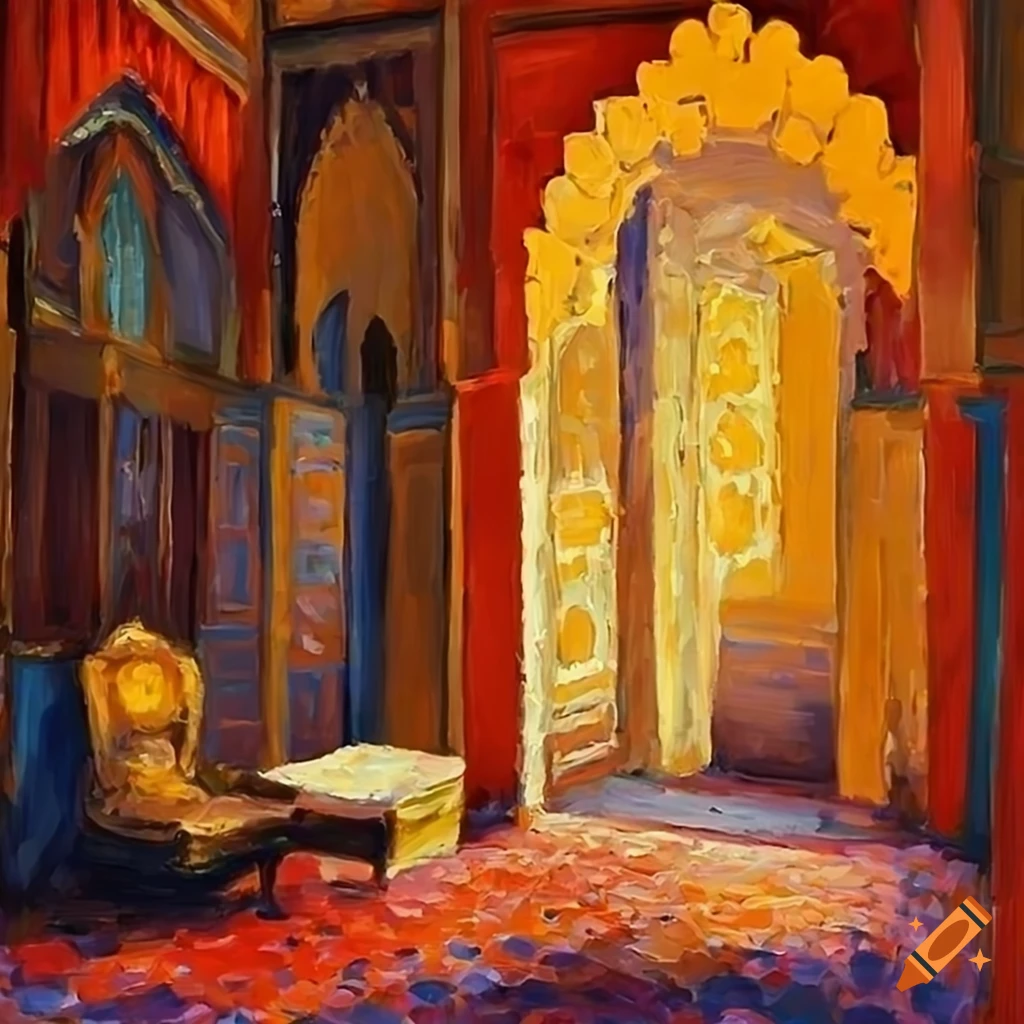 Impressionist painting of moroccan room interior on Craiyon