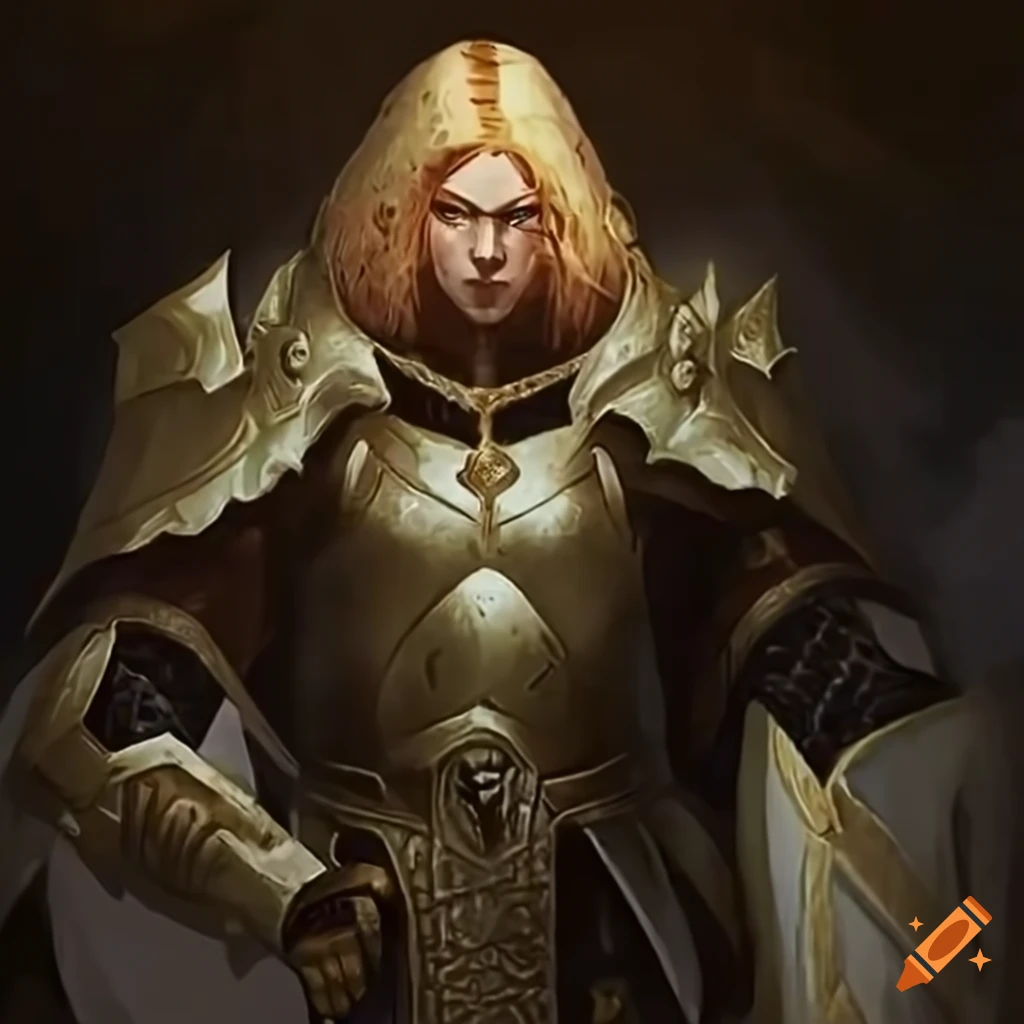 Image of a paladin in combat with holy magic on Craiyon