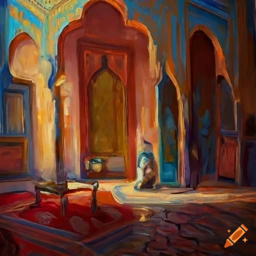Impressionist painting of a moroccan room