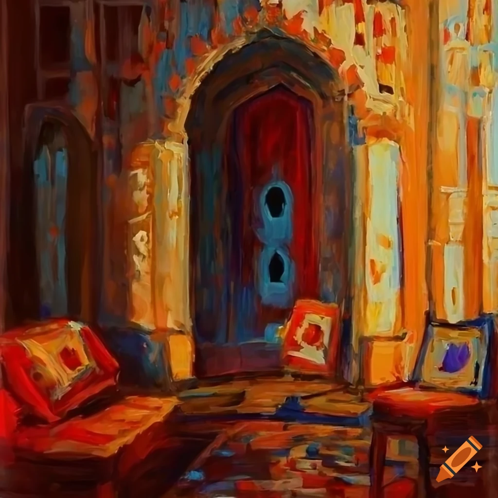Impressionist painting of a moroccan room interior on Craiyon