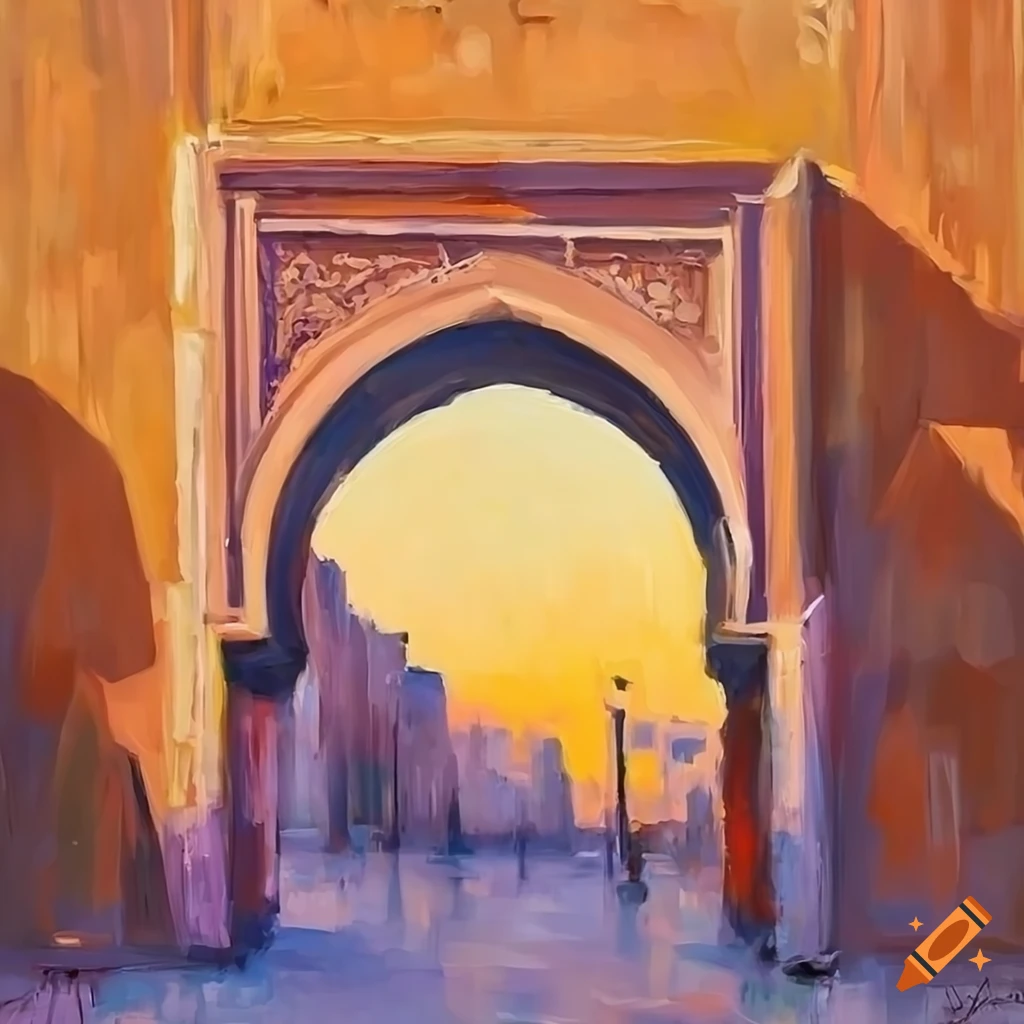 Impressionist painting of a moroccan archway