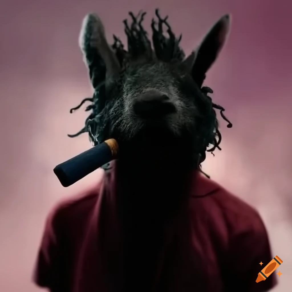 Coelho de dreadlocks smoking a cigarette with a bottle of drink on Craiyon