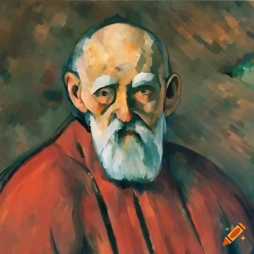 Painting of an old priest in a red robe on Craiyon