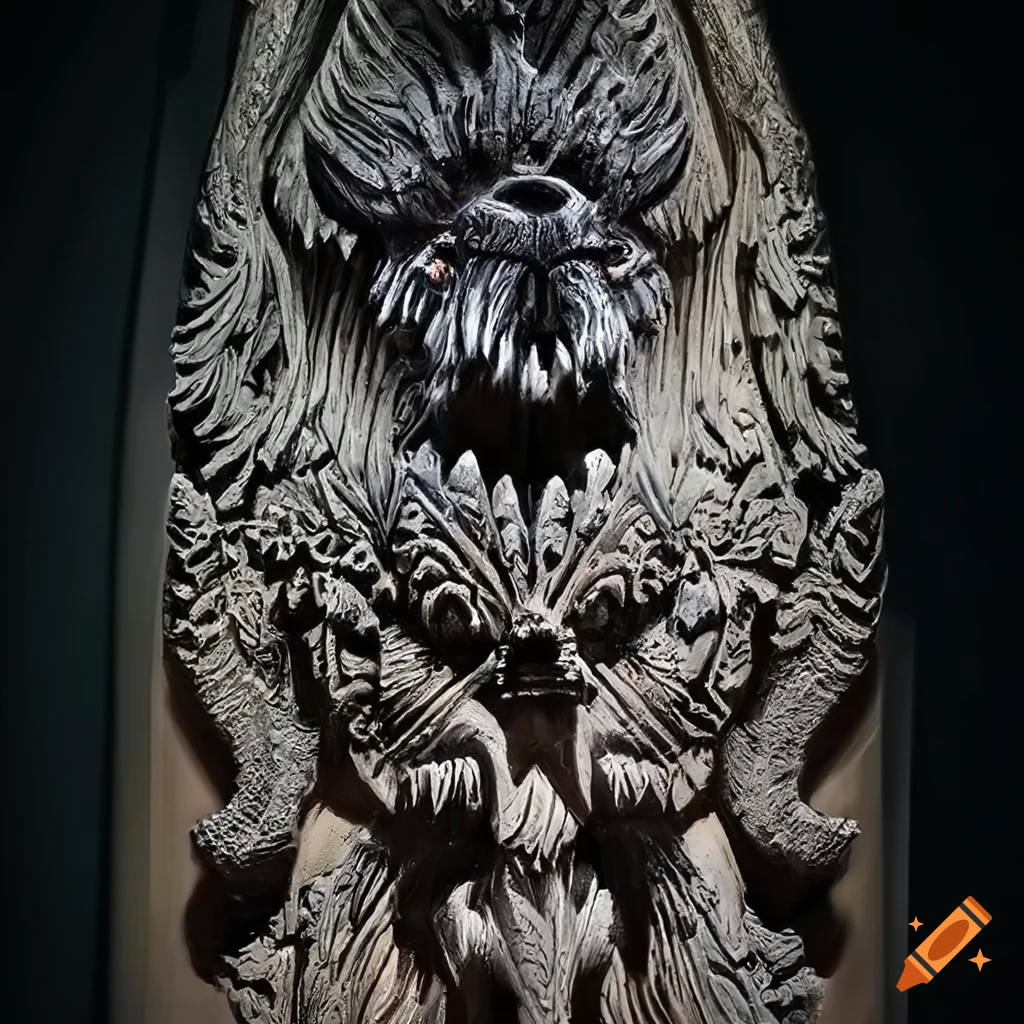 Detailed carving of a moth in architectural style