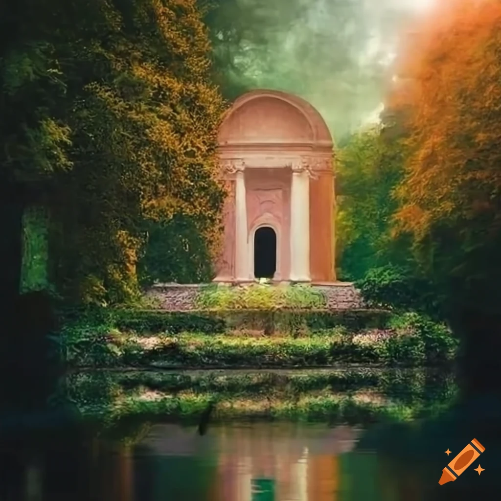 Monet-inspired painting of a baroque balcony and stone fountain on Craiyon