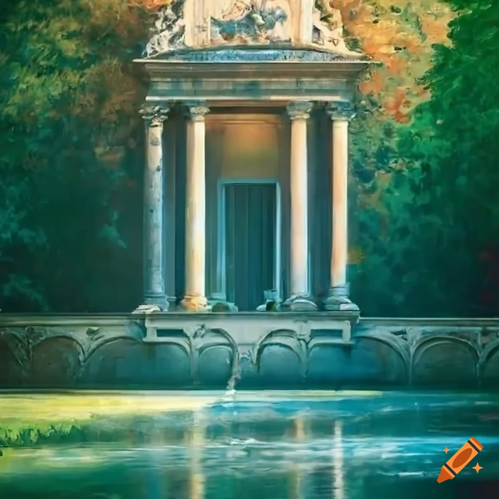 Monet-style garden view through a window on Craiyon