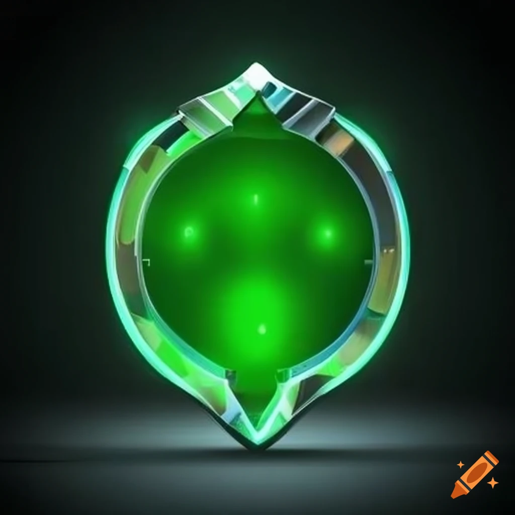 Futuristic green tower shield on Craiyon