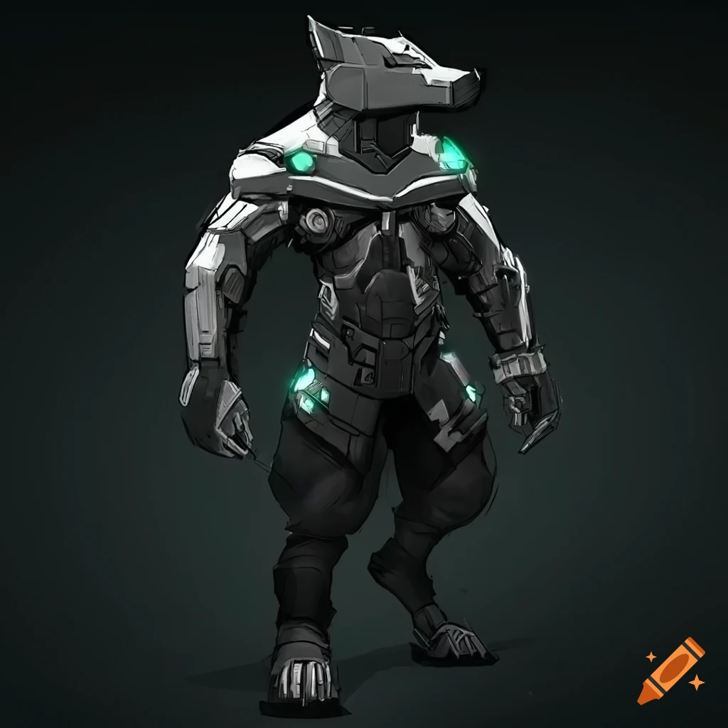 Futuristic cybernetic anthro wolf on Craiyon