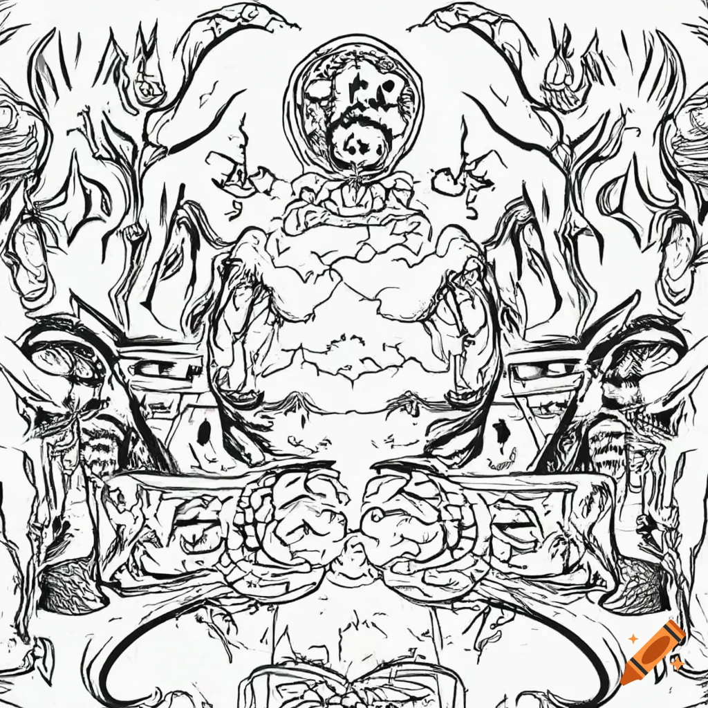 Coloring page of a haunted forest on Craiyon