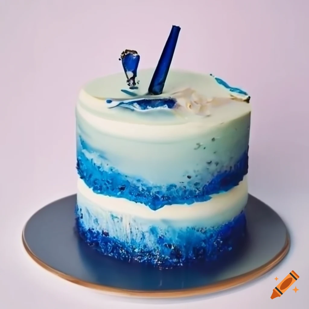 Buttercream cake with blue airbrush gradient on Craiyon