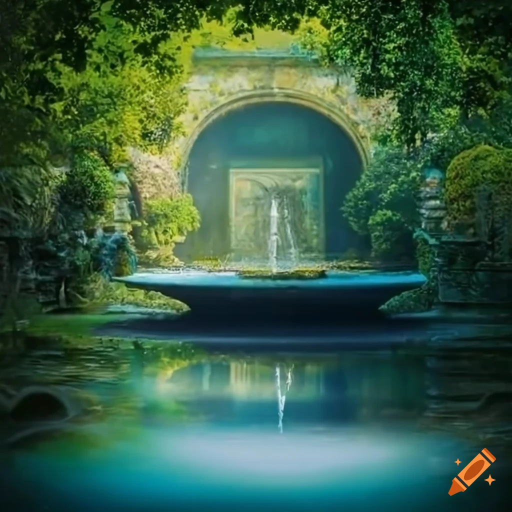 Monet-inspired painting of a garden through a window on Craiyon