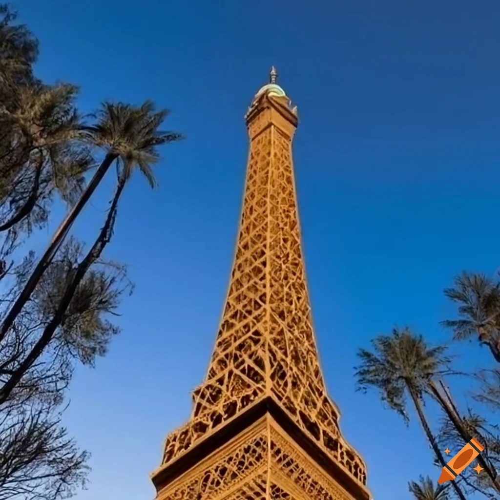 Large triangular plaza with monumental iron trellis on Craiyon