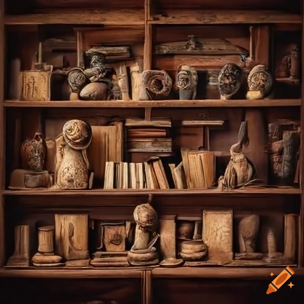 Image of an ancient magical study with books and artifacts on Craiyon