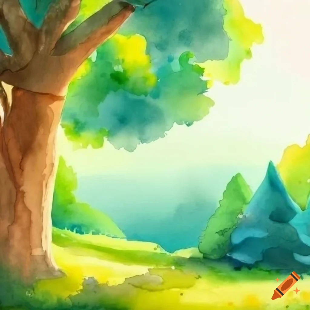 Charming watercolor treeline background for children's storybook
