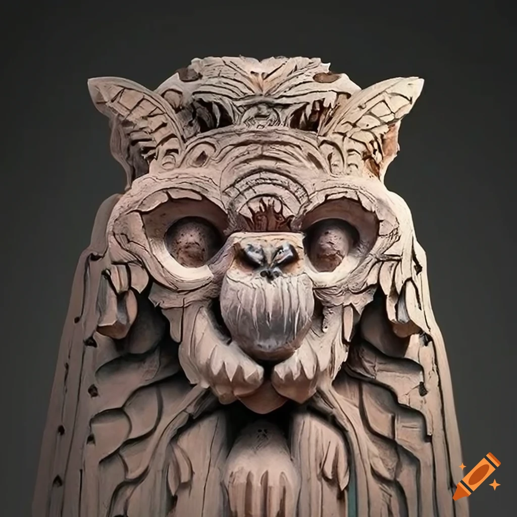 Detailed carving of a werewolf moth in 'architectural stave carving ...
