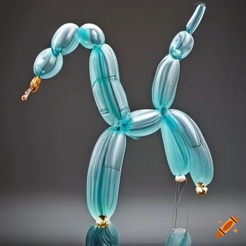 Glass sculpture of a balloon animal on Craiyon
