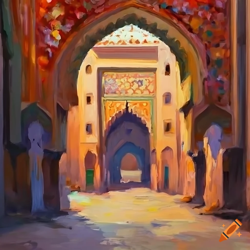 Impressionist painting of a Moroccan archway on Craiyon