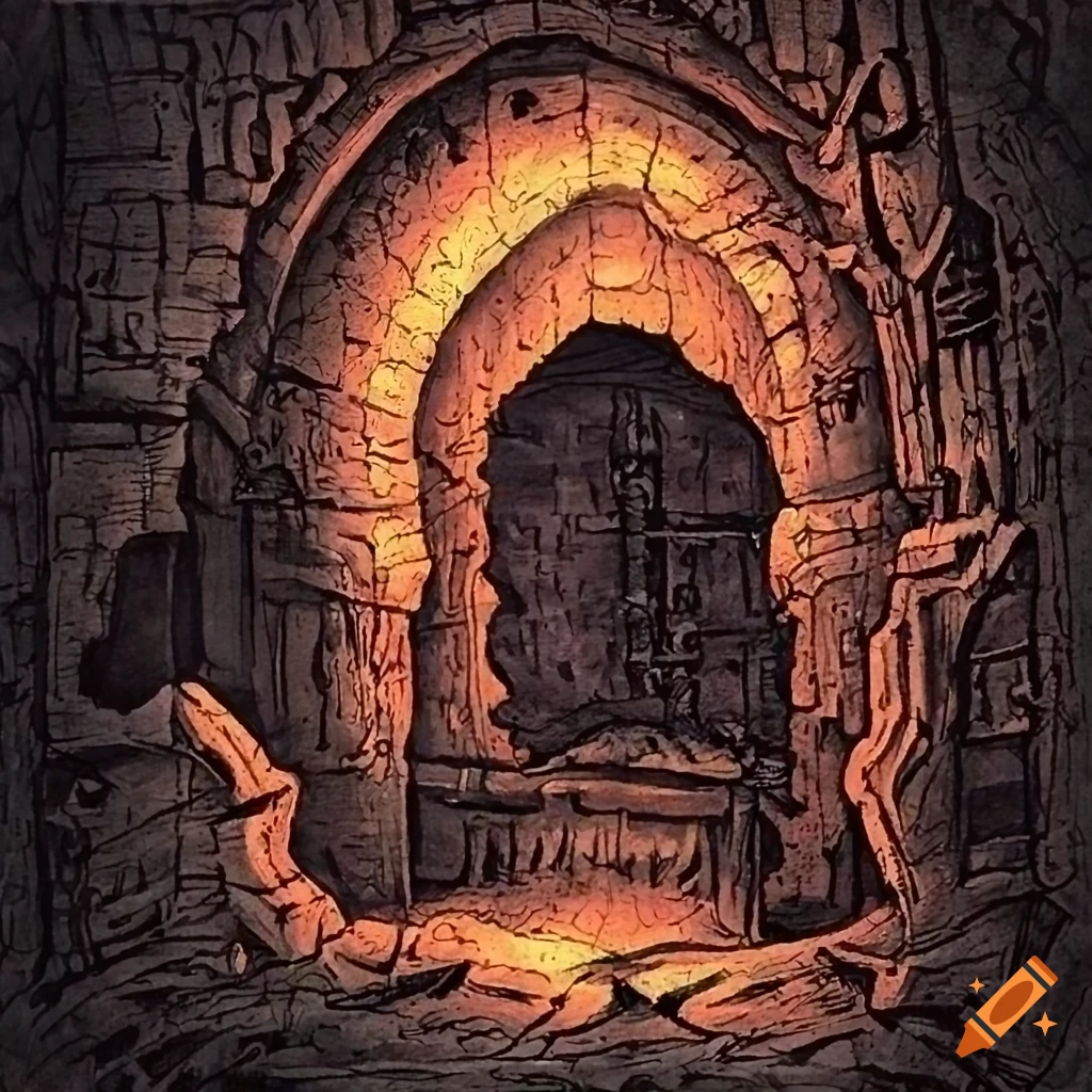 Crumbling dungeon illustration on Craiyon