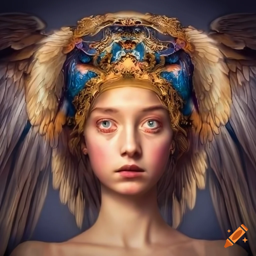 Biblically accurate angels watching over a girl on Craiyon