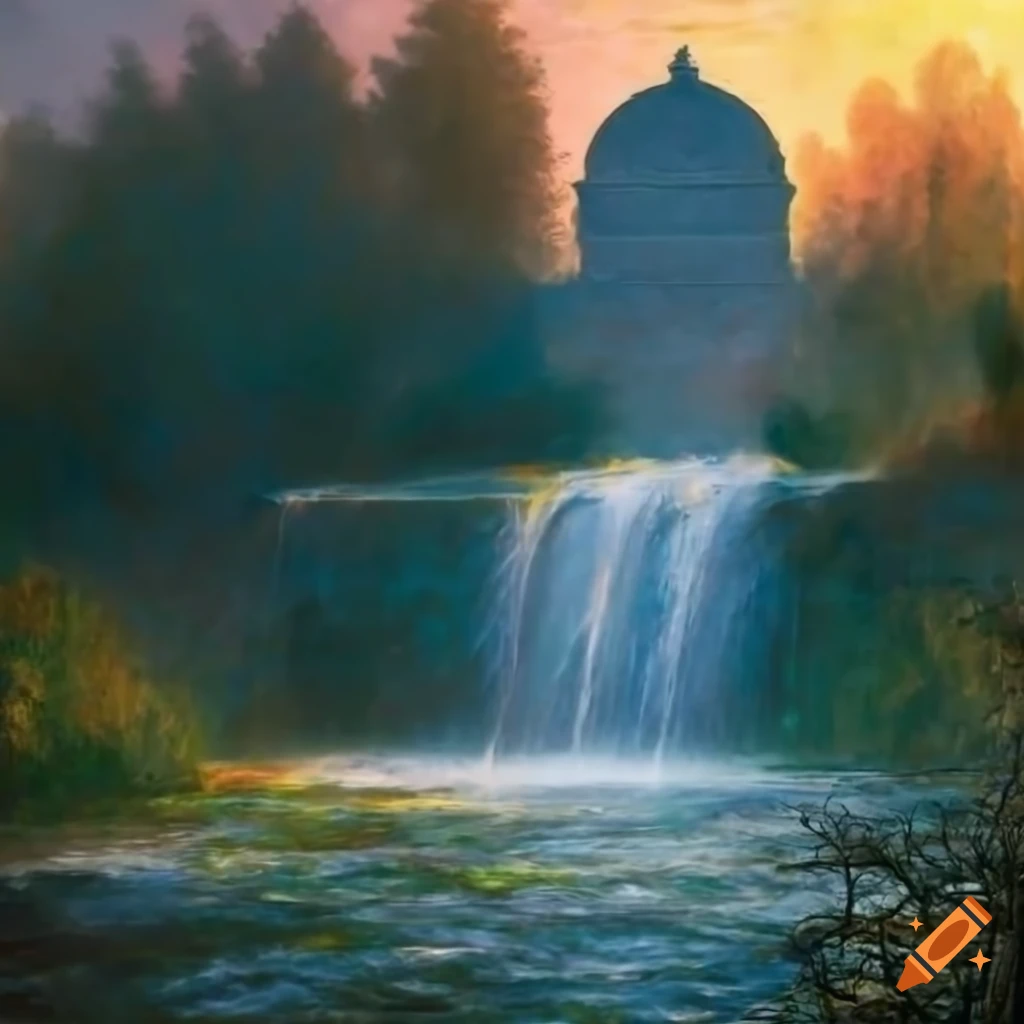 Monet-inspired baroque landscape painting on Craiyon