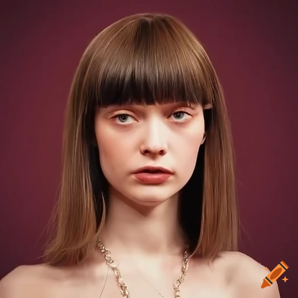 Mia goth getting her bangs trimmed on a talk show on Craiyon