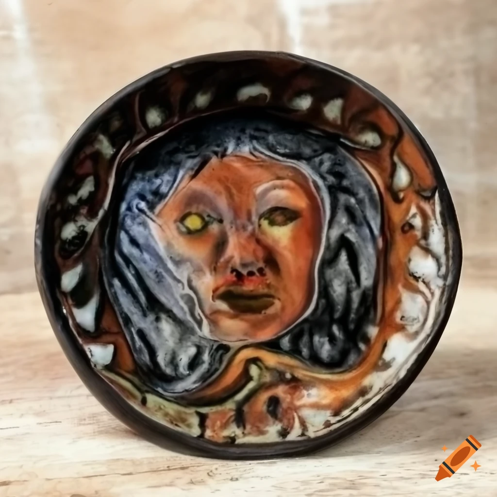 Gothic ceramic soap dish with a haunted look on Craiyon