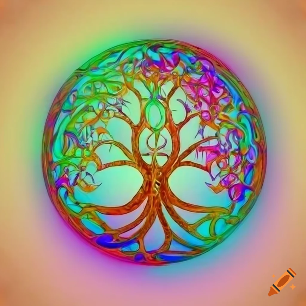 Vibrant tree of life symbol with intricate patterns on Craiyon