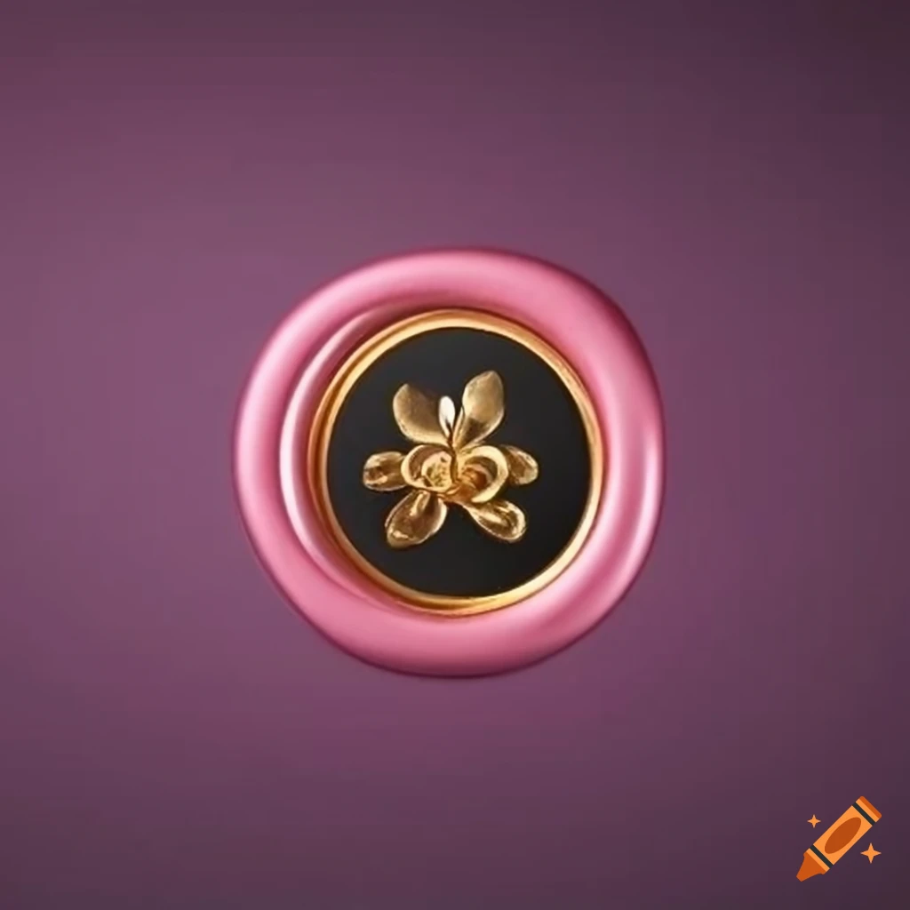 Pink wax seal with a golden vintage flower design on Craiyon