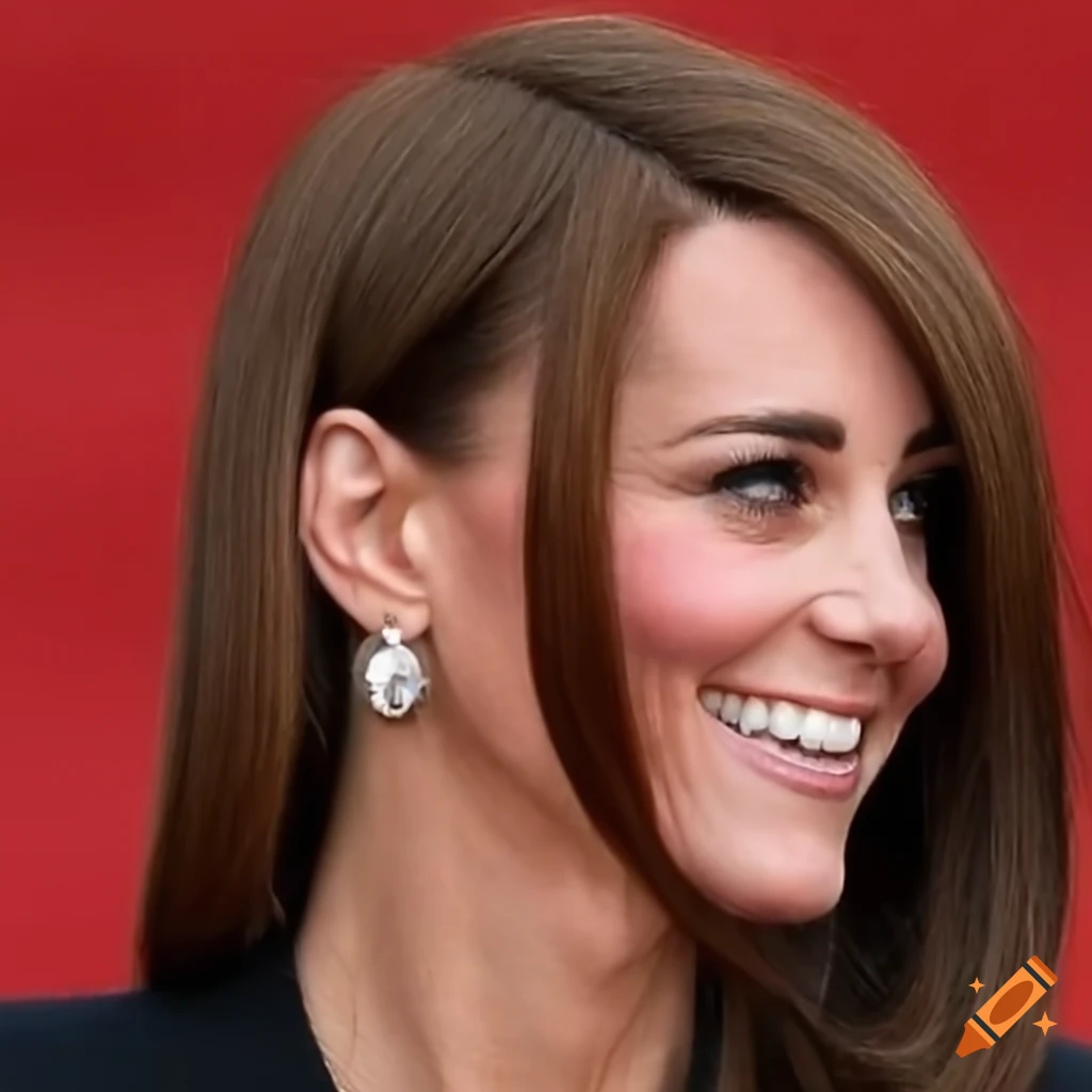 Kate Middleton with bob haircut in black turtleneck sweater on Craiyon
