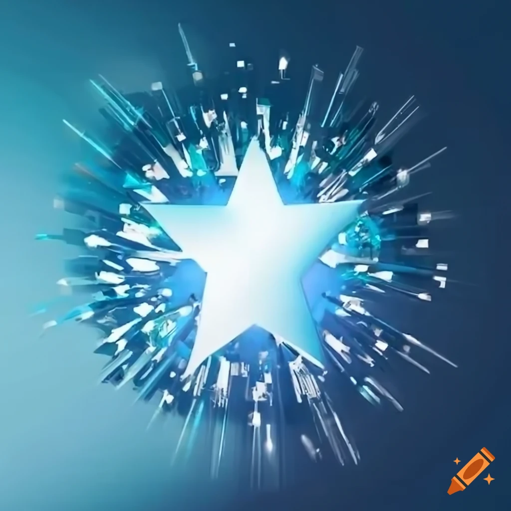 Company logo with moving star over real estate skyline