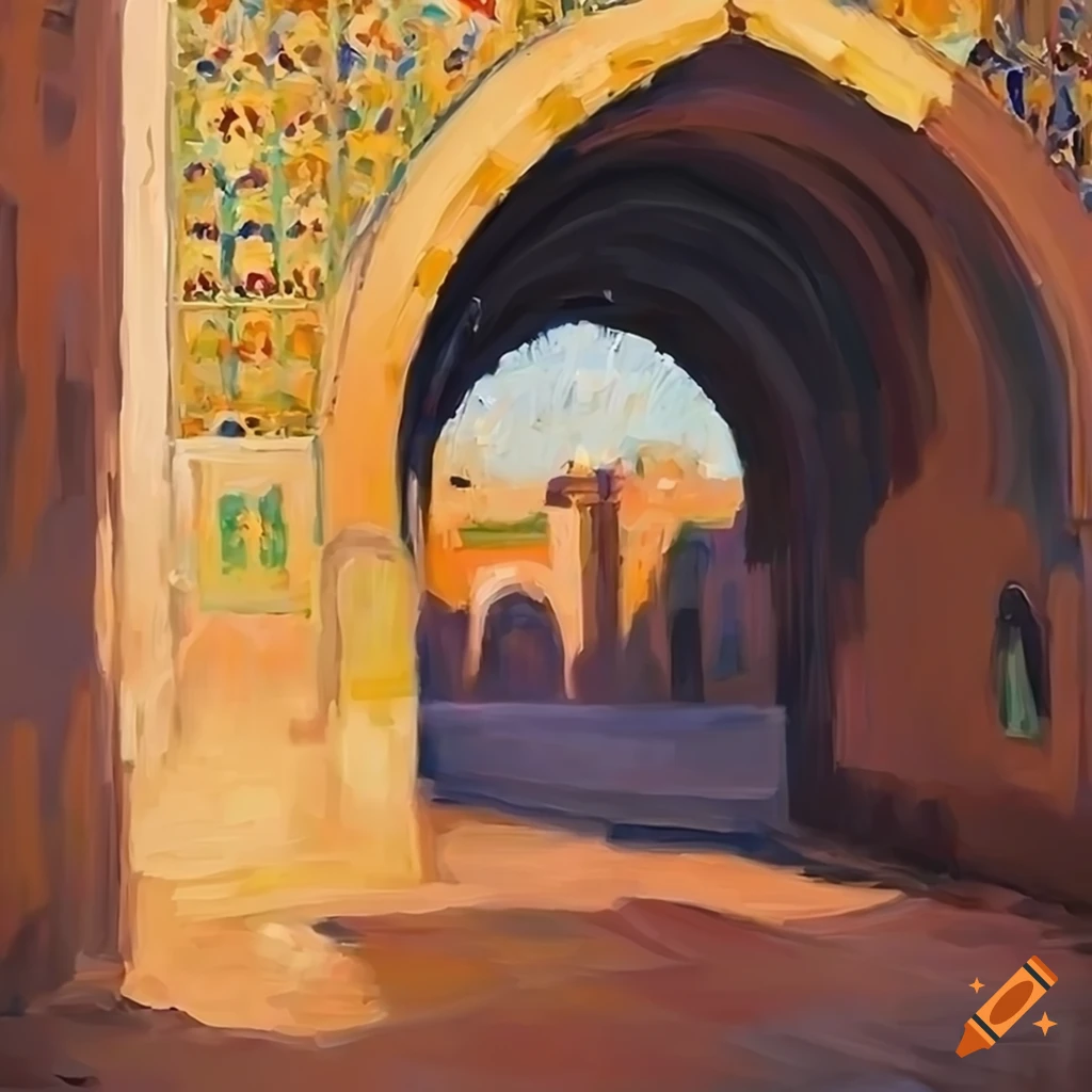 Impressionist painting of a moroccan archway