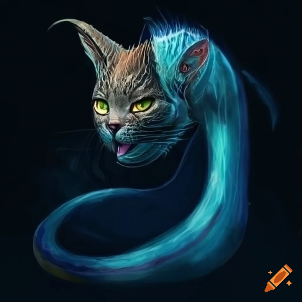 Artwork of half cat and half human creatures on Craiyon