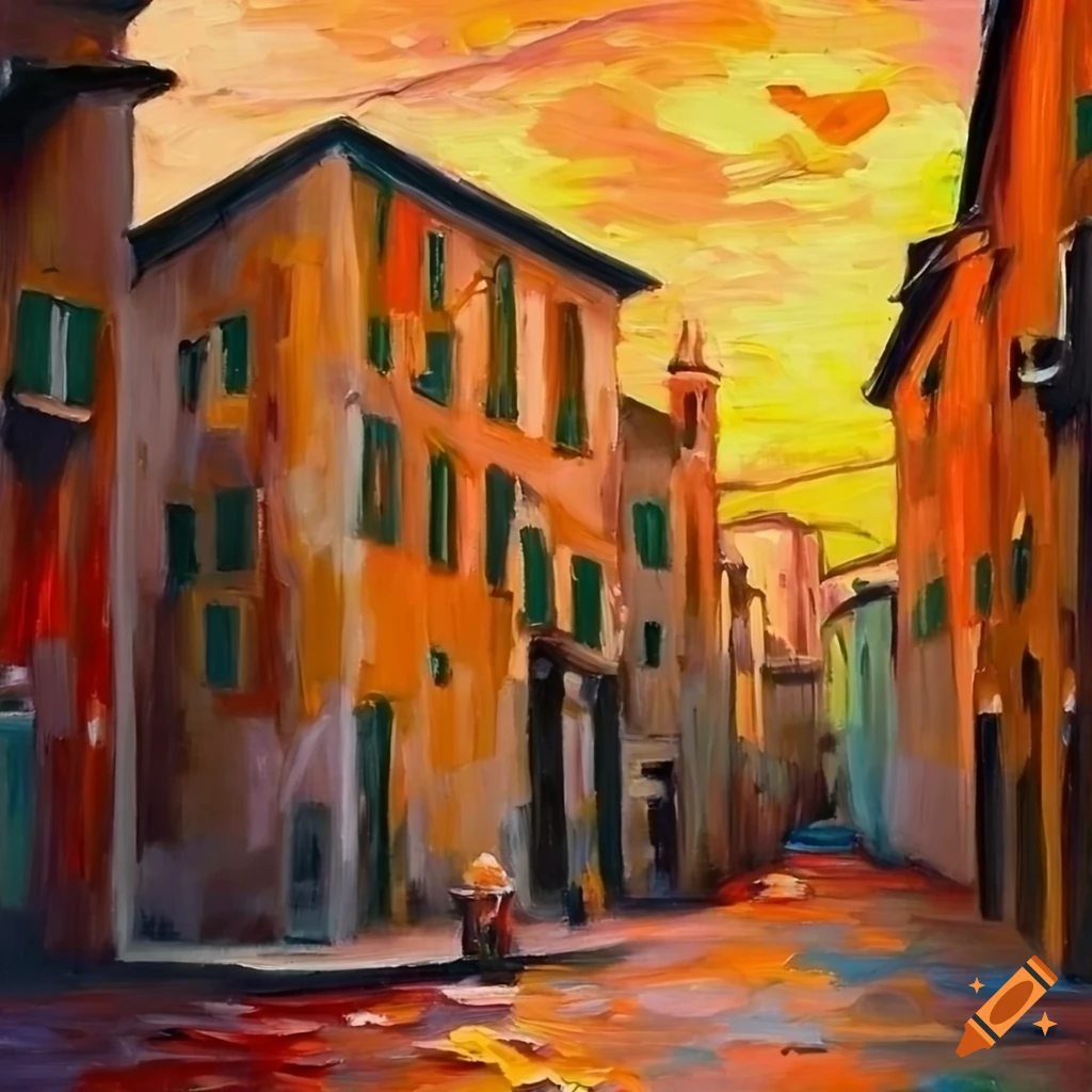 Colorful oil painting of the beauties of spoleto on Craiyon