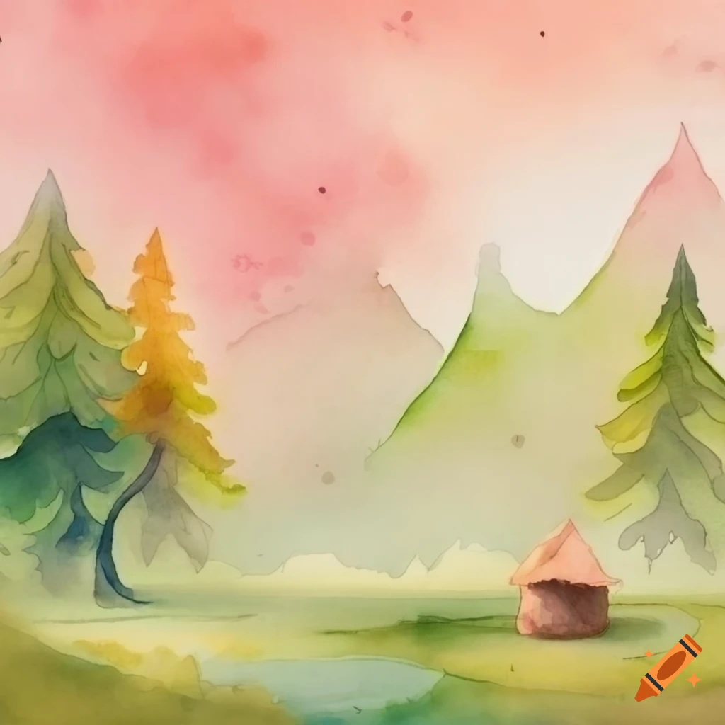 Charming watercolor treeline background for children's storybook