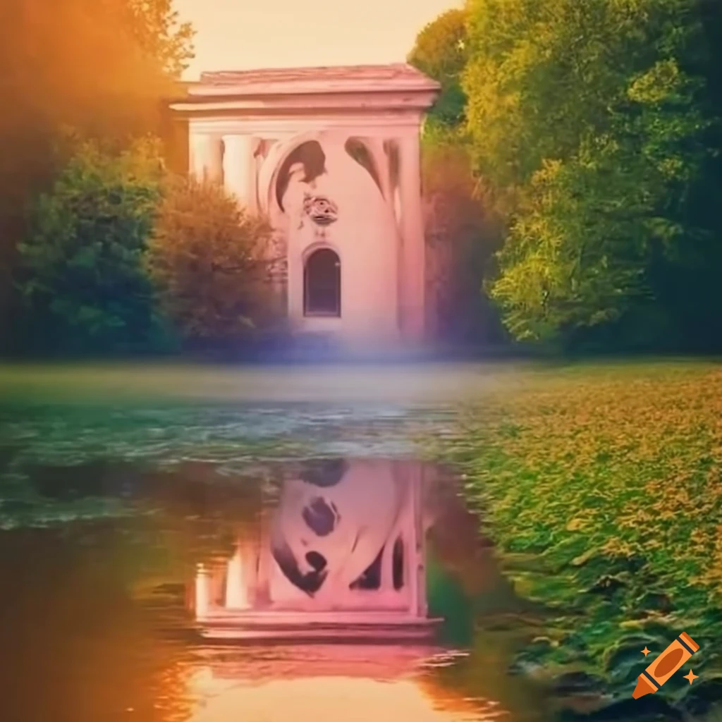 Monet-inspired painting of a baroque balcony overlooking a serene landscape