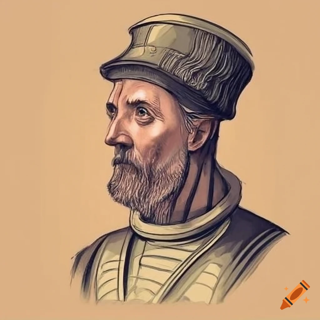 Portrait of a medieval nobleman with a serious expression