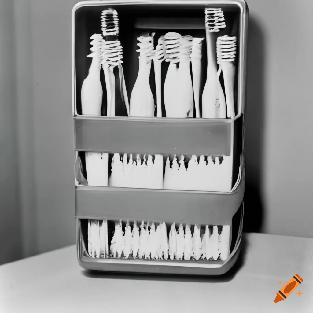 Vintage advertisement of toothbrushes on a table on Craiyon