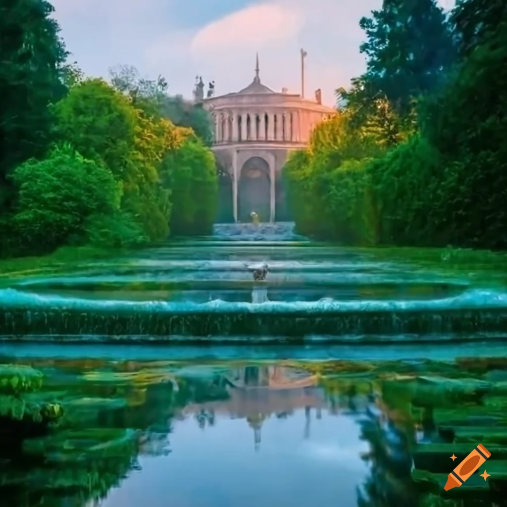 Monet-style garden scene through a window on Craiyon