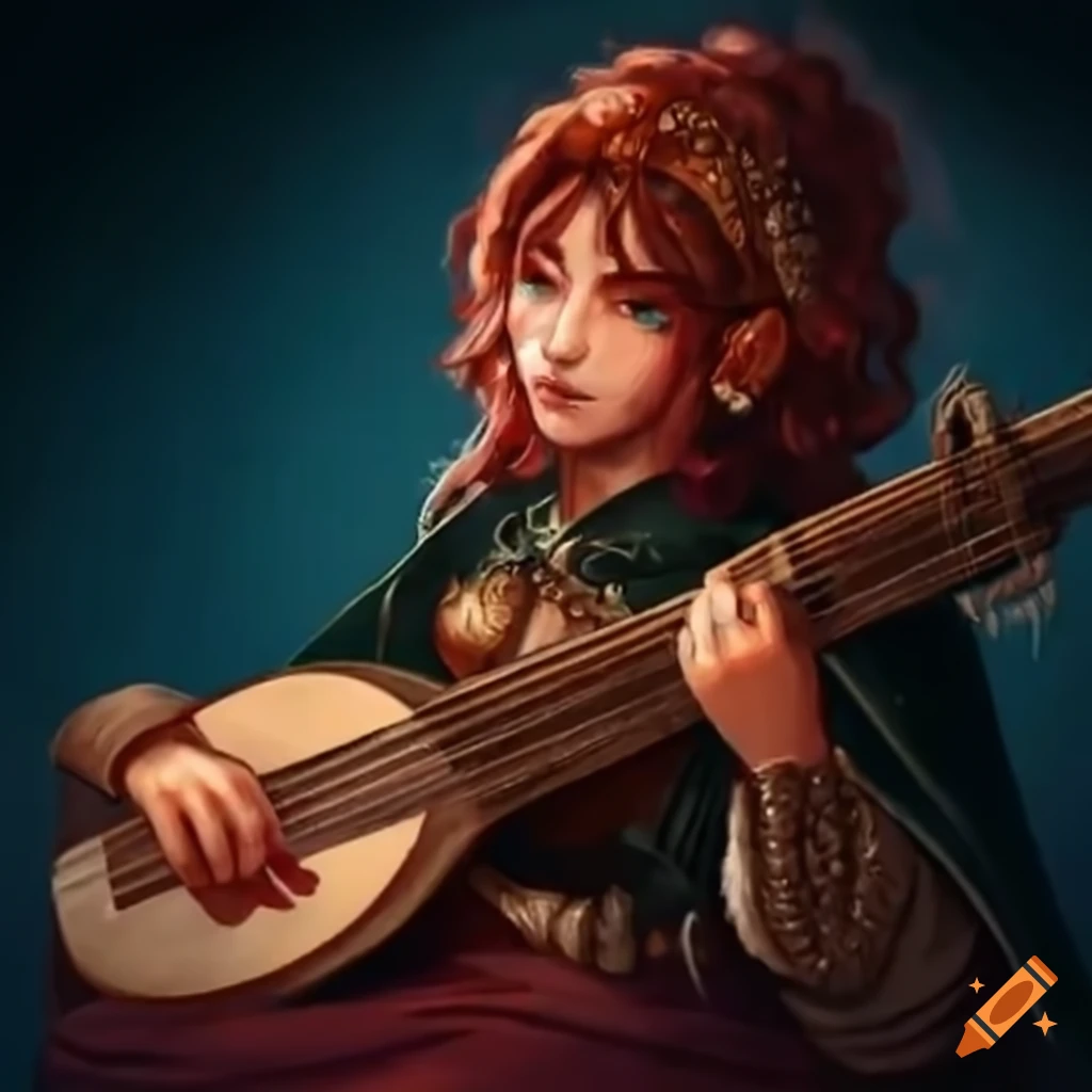 D&d minstrel singing and playing lute on Craiyon