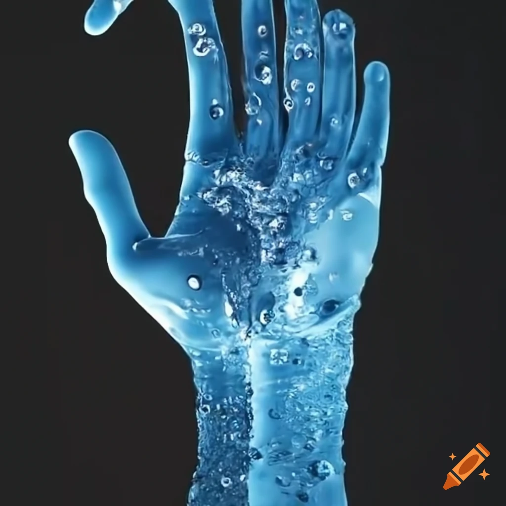 Abstract artwork of water shaped like a hand